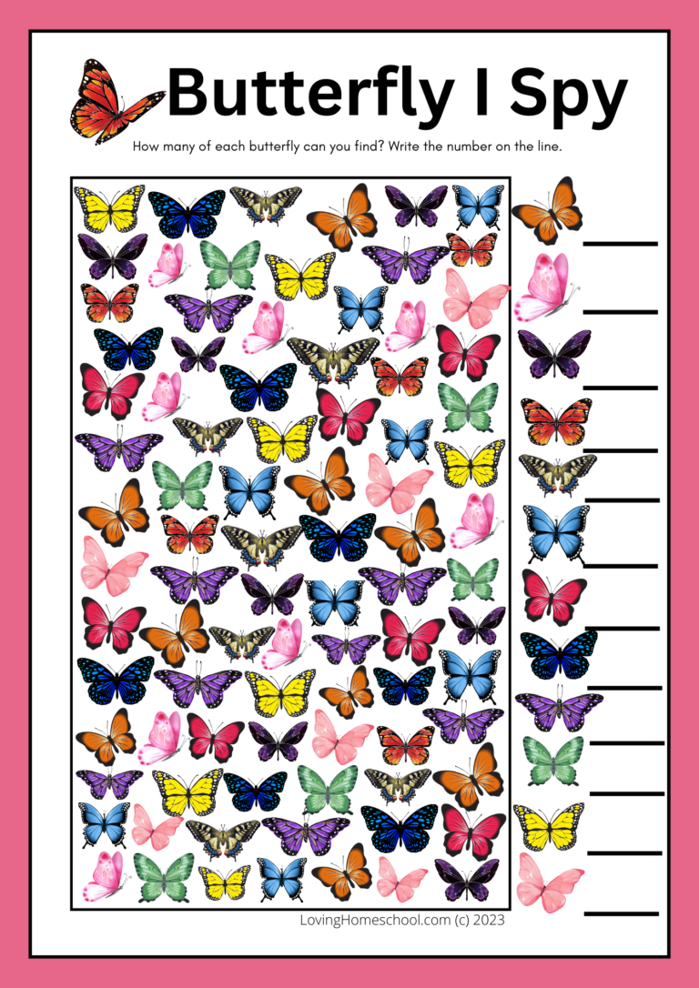 Butterfly I Spy Printables - LovingHomeschool.com