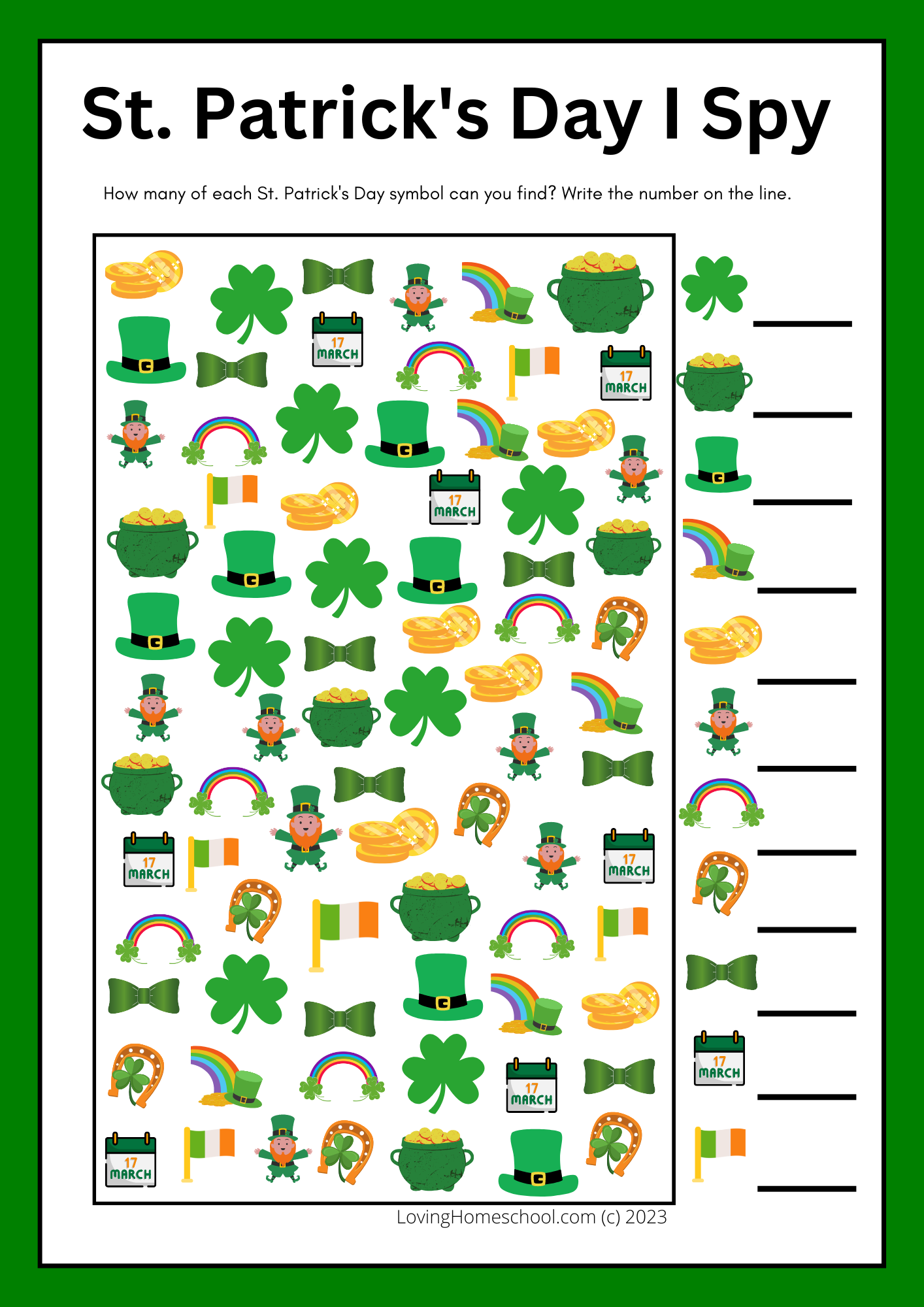 St. Patrick’s Day I Spy Printables - LovingHomeschool.com