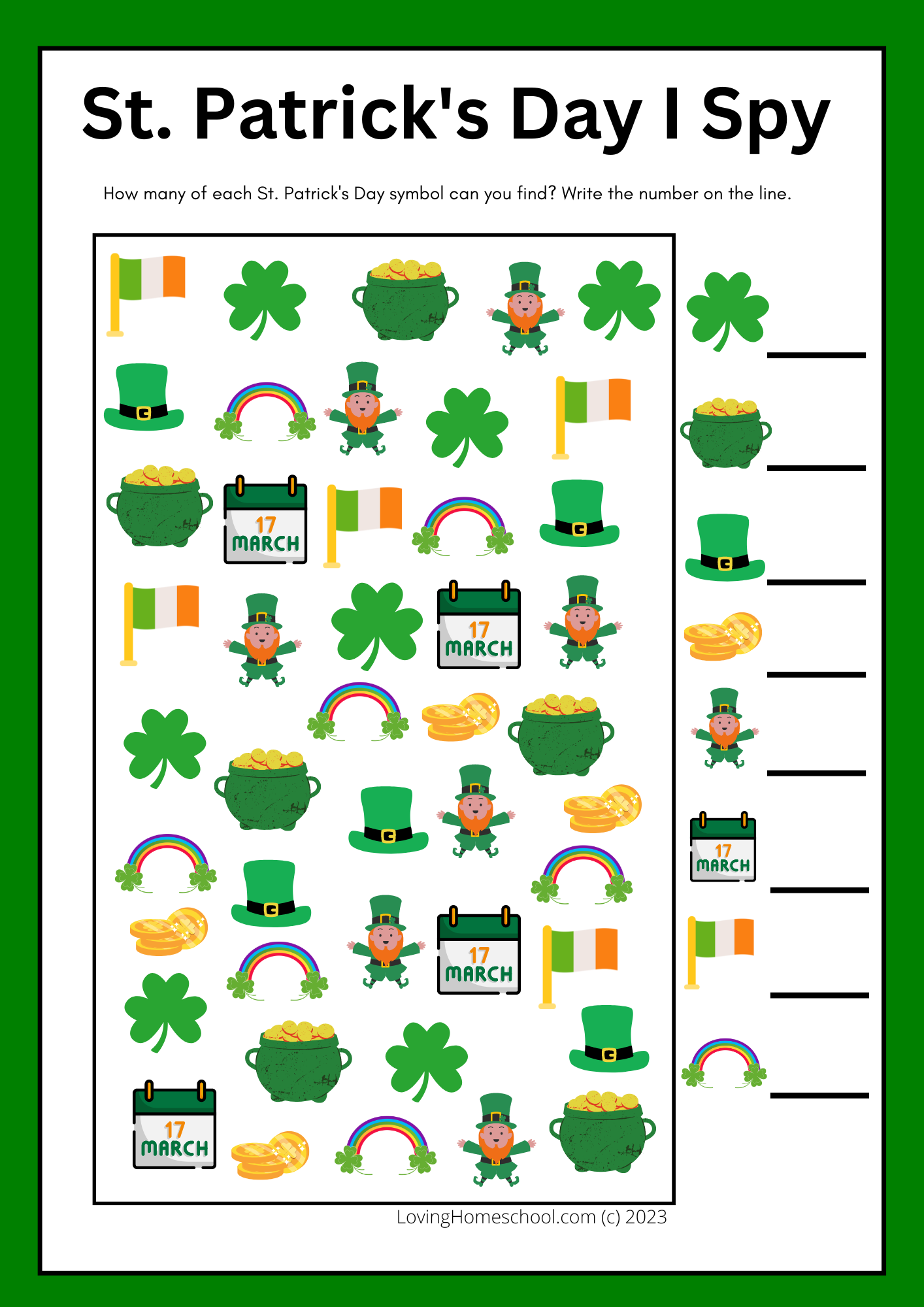 St. Patrick’s Day I Spy Printables - LovingHomeschool.com