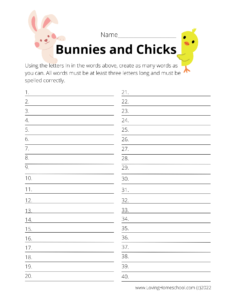 Free Easter How Many Words Printables - LovingHomeschool.com