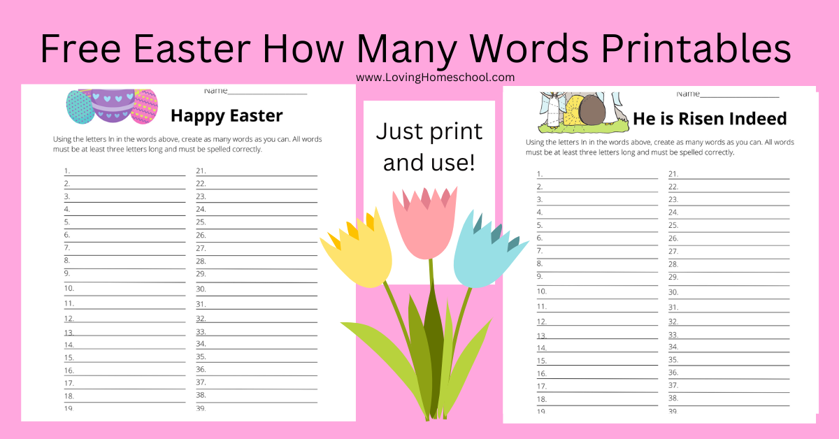 Free Easter How Many Words Printables - LovingHomeschool.com