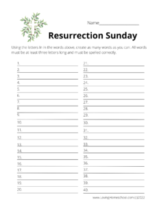 Free Easter How Many Words Printables - LovingHomeschool.com