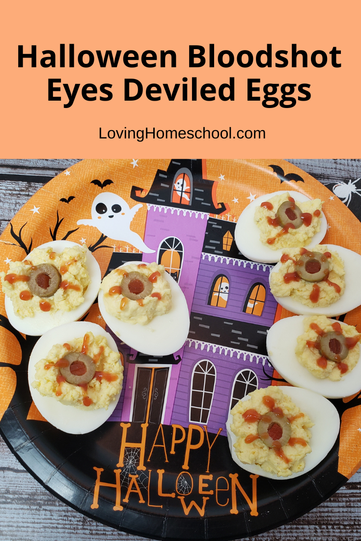 Halloween Bloodshot Eyes Deviled Eggs - LovingHomeschool.com
