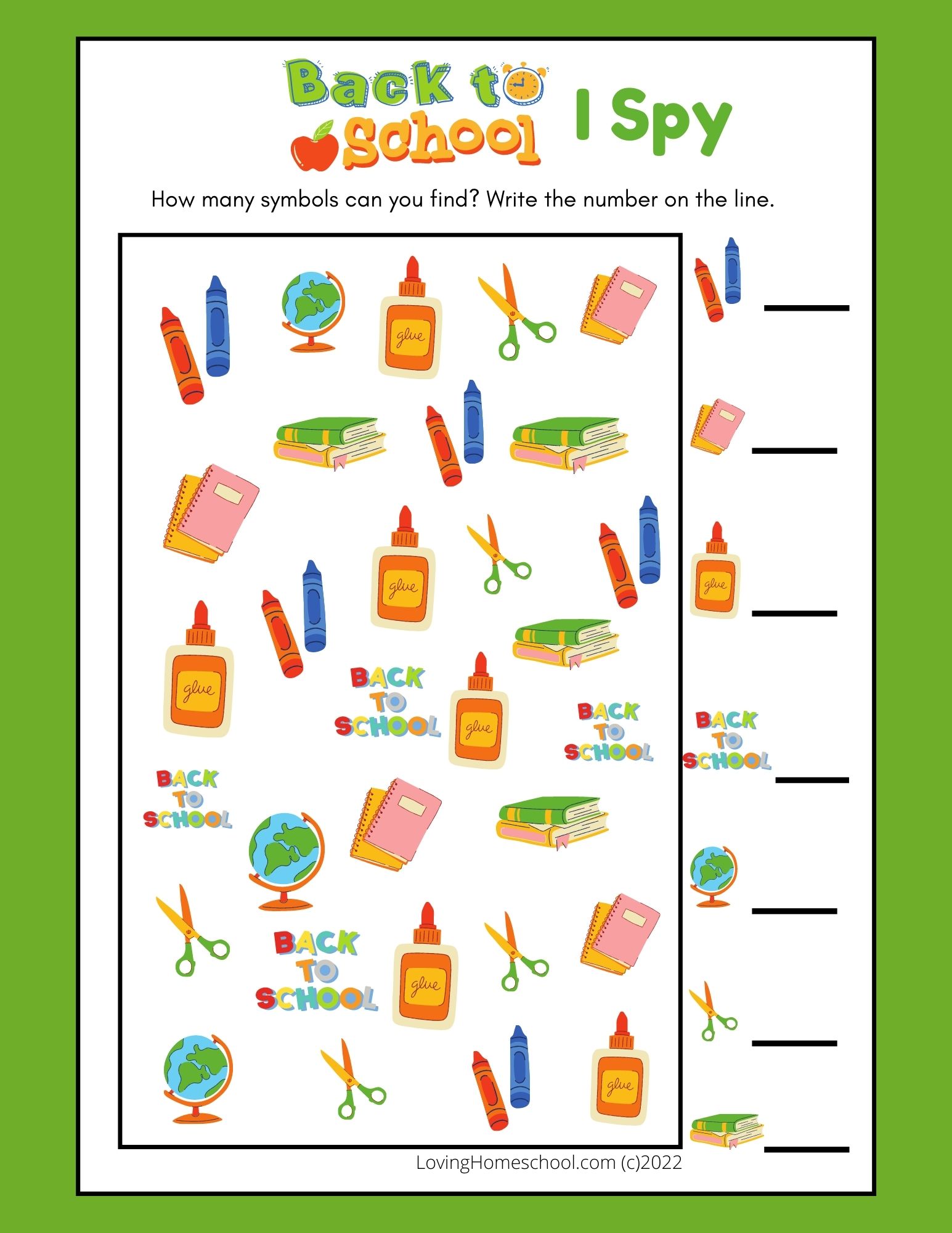 Back to School I Spy Printables - LovingHomeschool.com