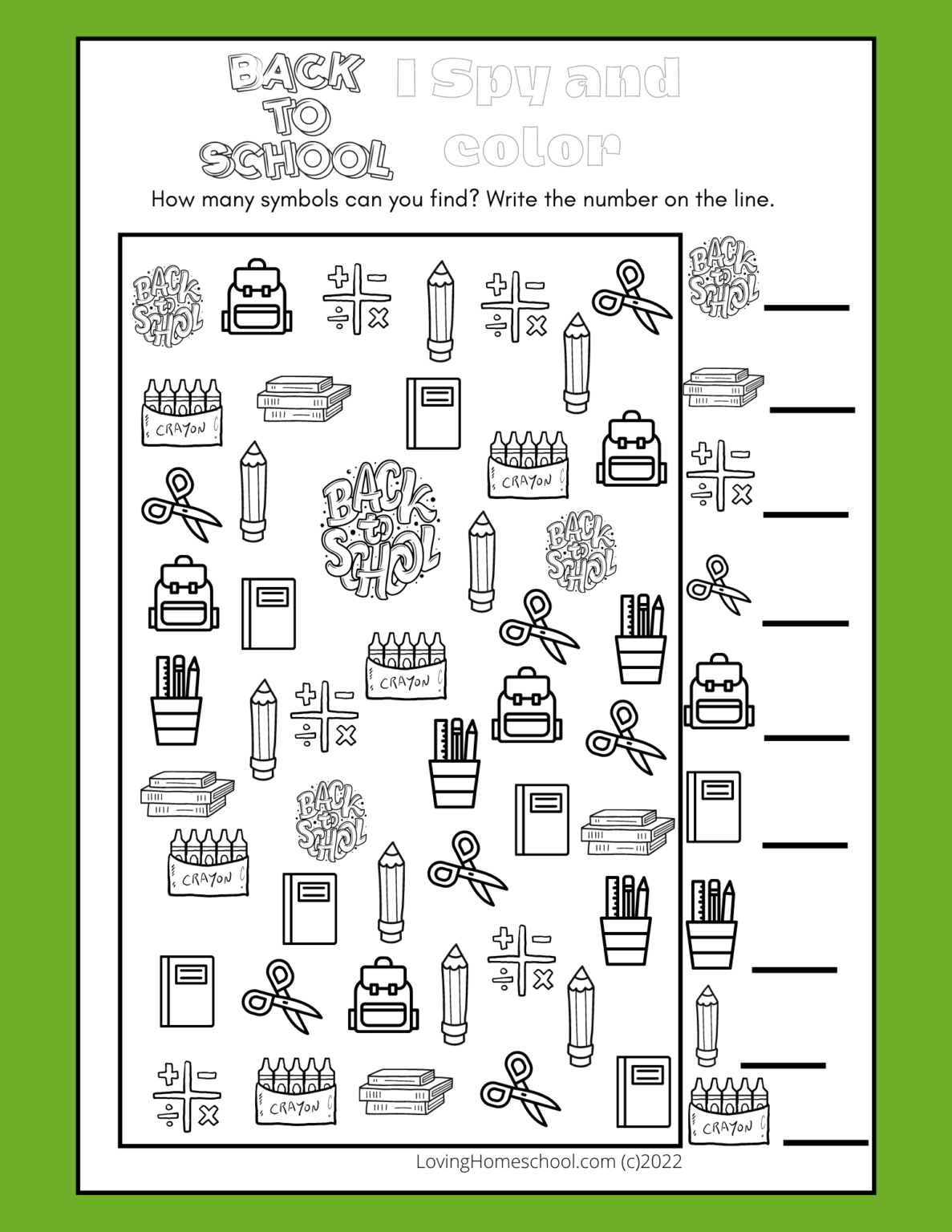 Back to School I Spy Printables - LovingHomeschool.com