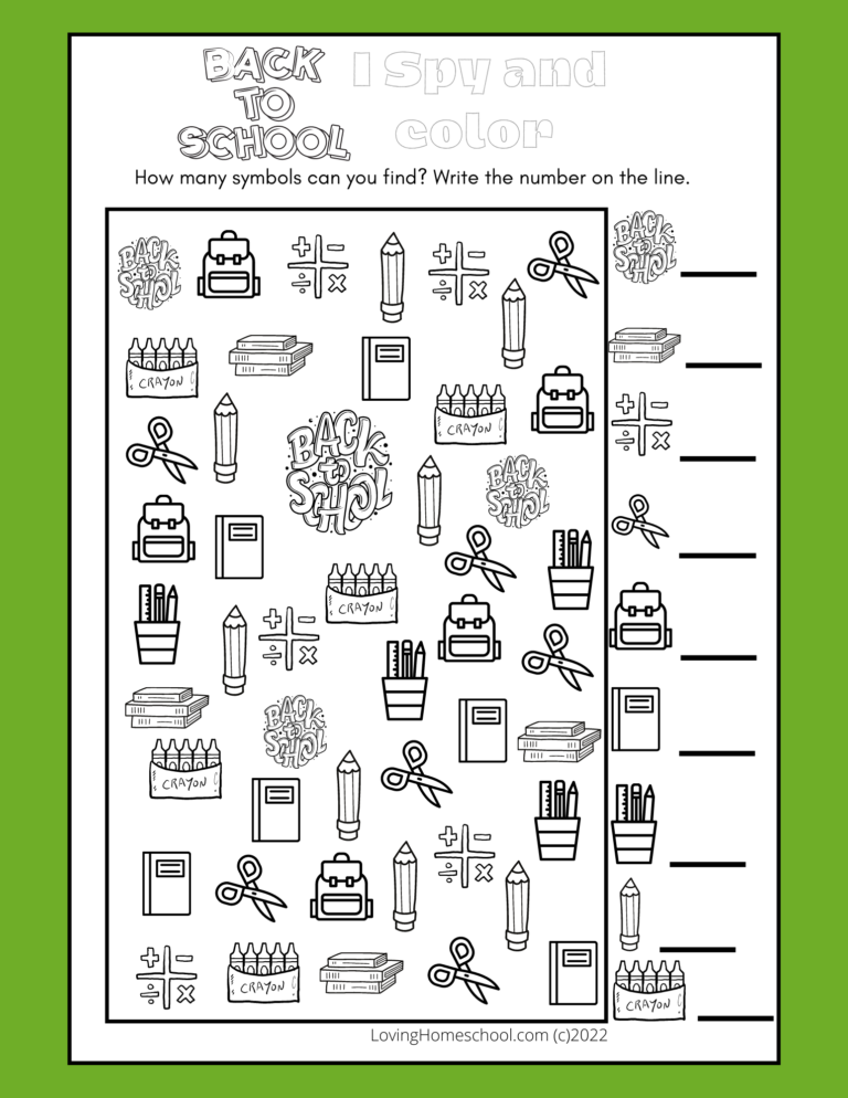 Back to School I Spy Printables - LovingHomeschool.com