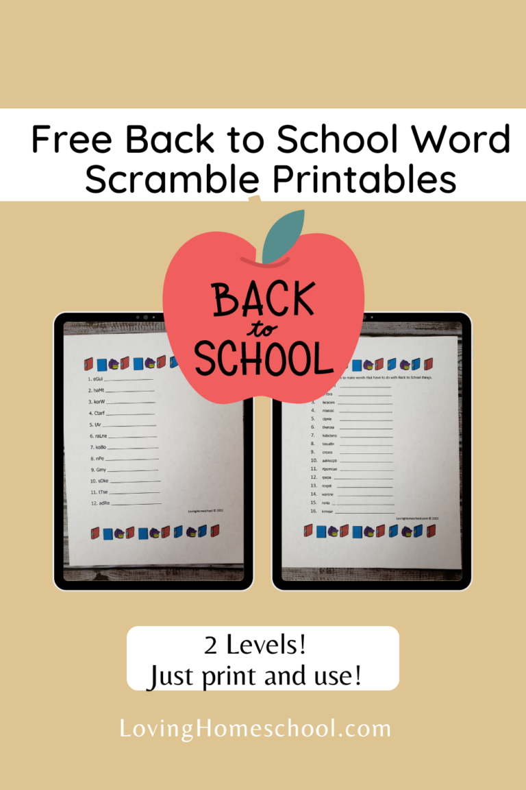 Back to School Word Scramble - LovingHomeschool.com