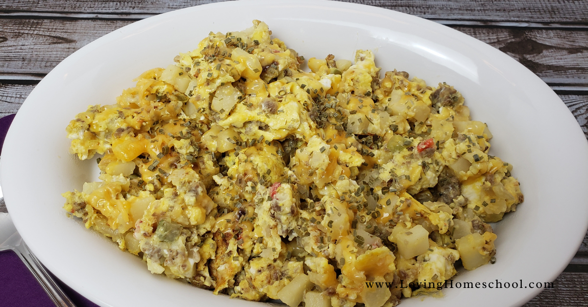 Egg and Potato Scramble - LovingHomeschool.com