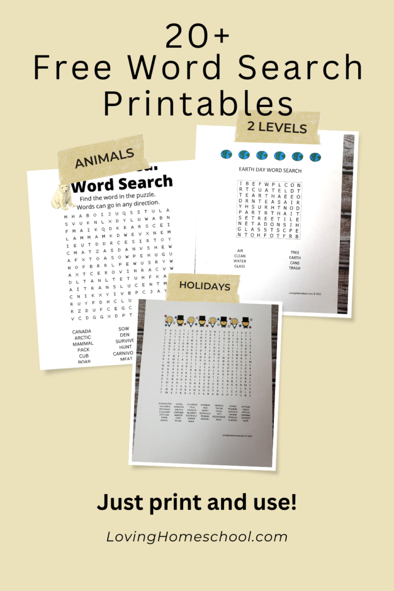 Free Word Search Printables - LovingHomeschool.com