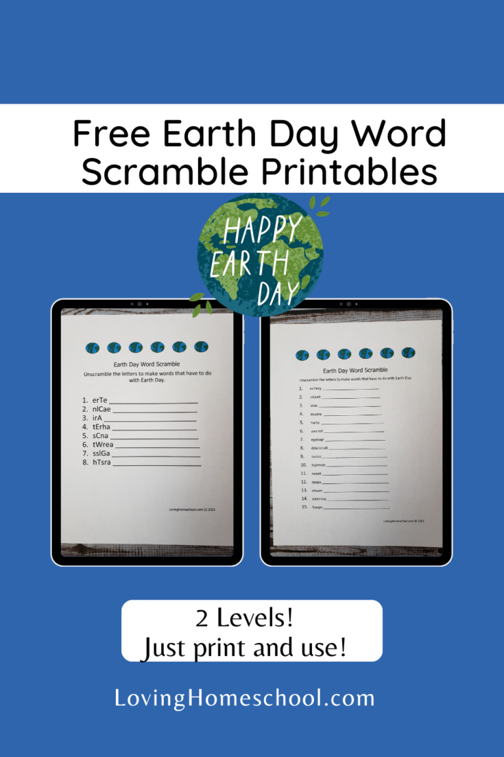 Earth Day Word Scramble - LovingHomeschool.com