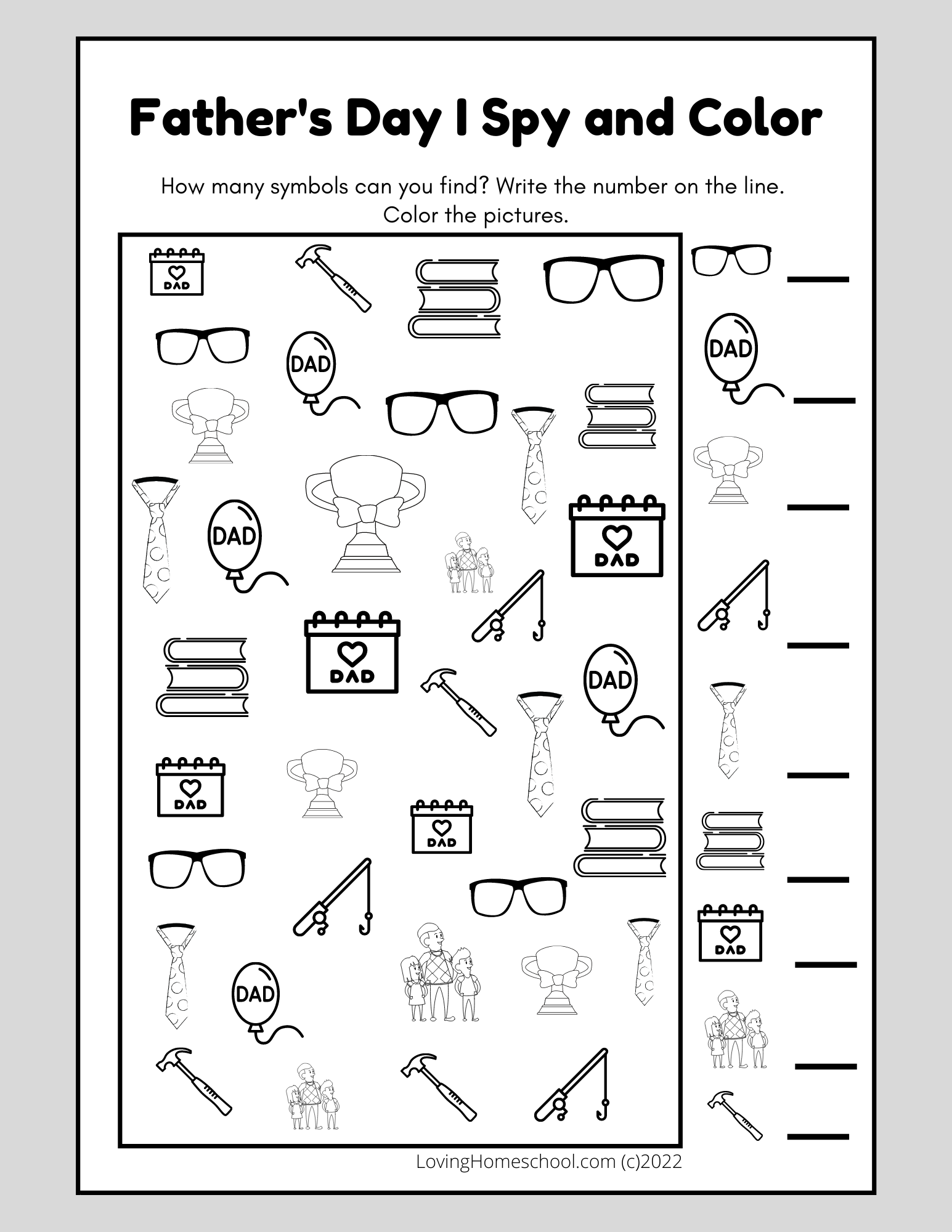 Father’s Day I Spy Printables - LovingHomeschool.com