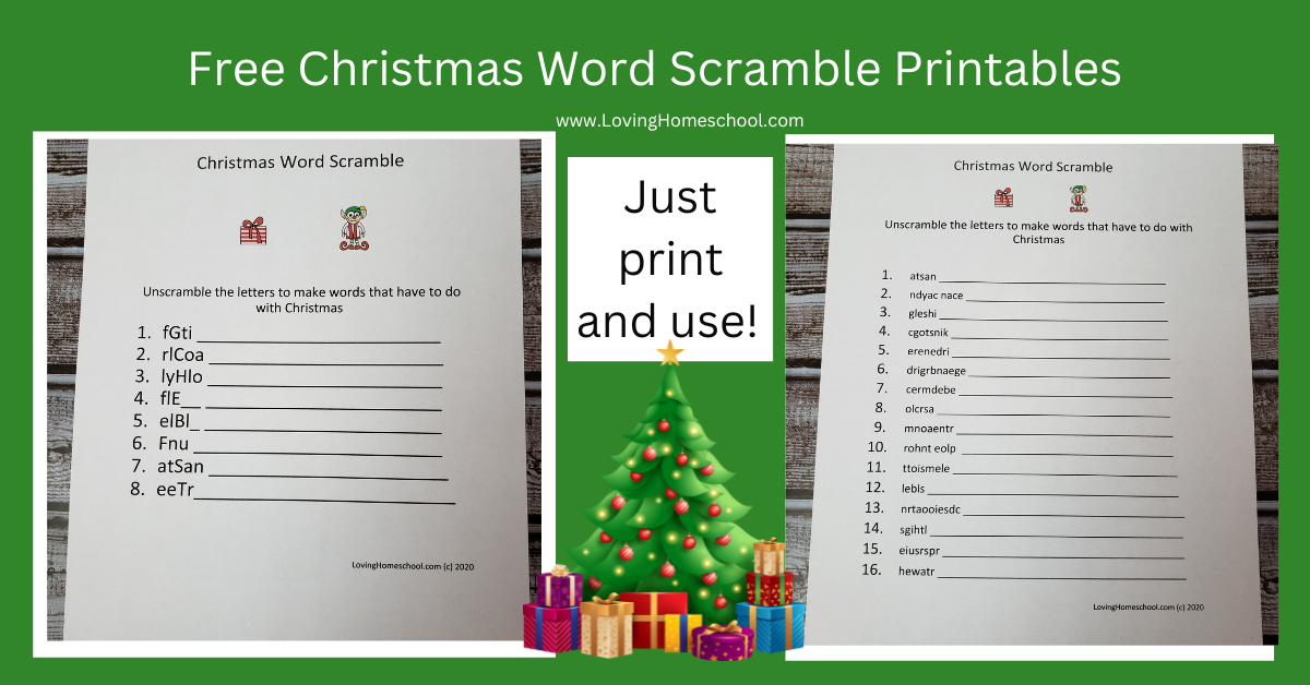 Christmas Word Scramble - LovingHomeschool.com