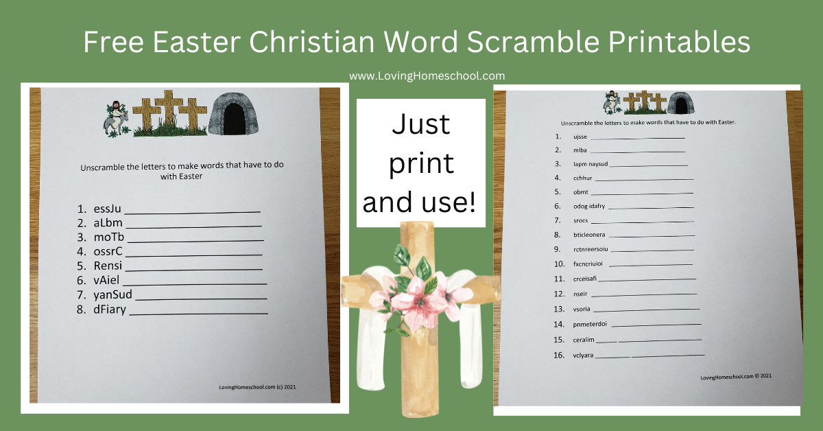 Christian Easter Word Scramble - LovingHomeschool.com