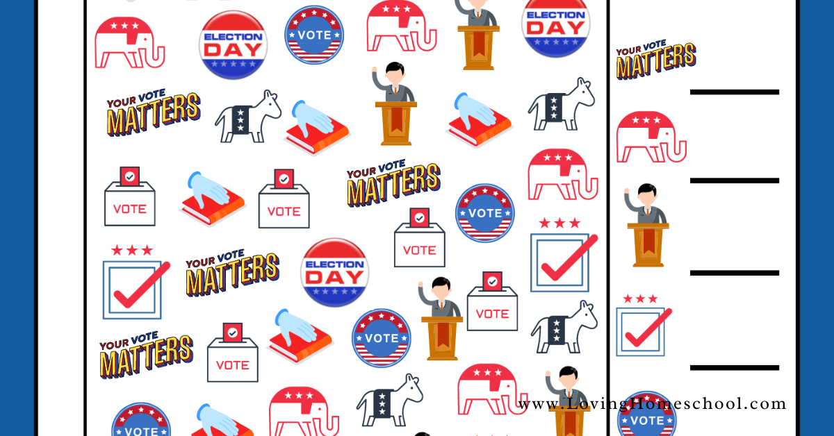Election I Spy Printable - LovingHomeschool.com