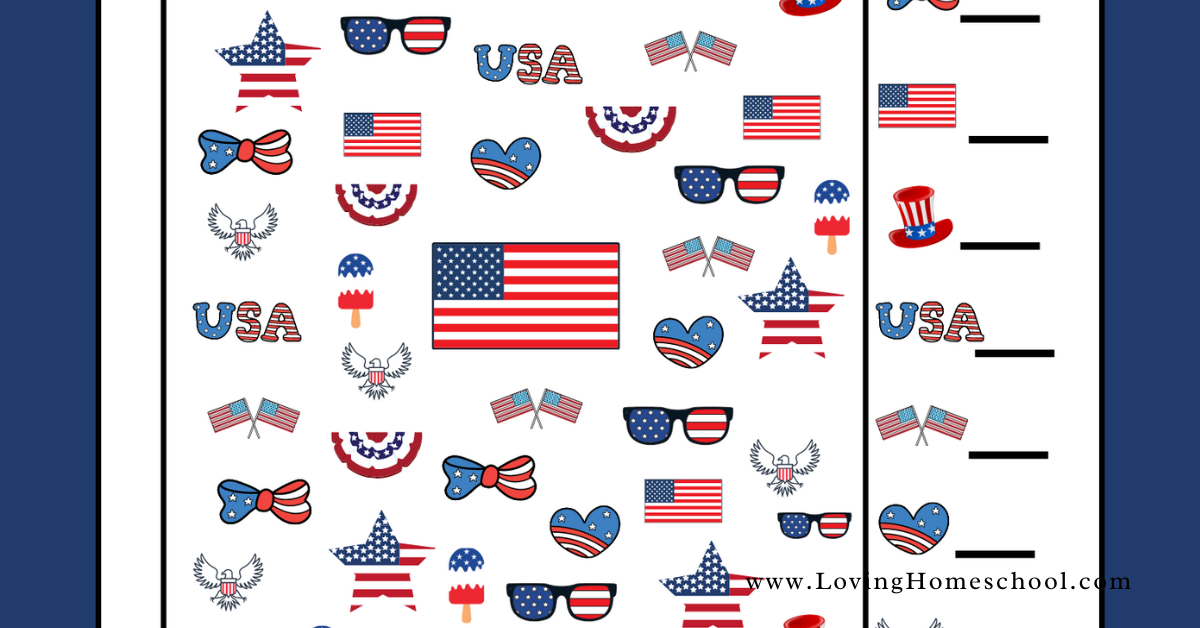 Patriotic I Spy Printables - LovingHomeschool.com