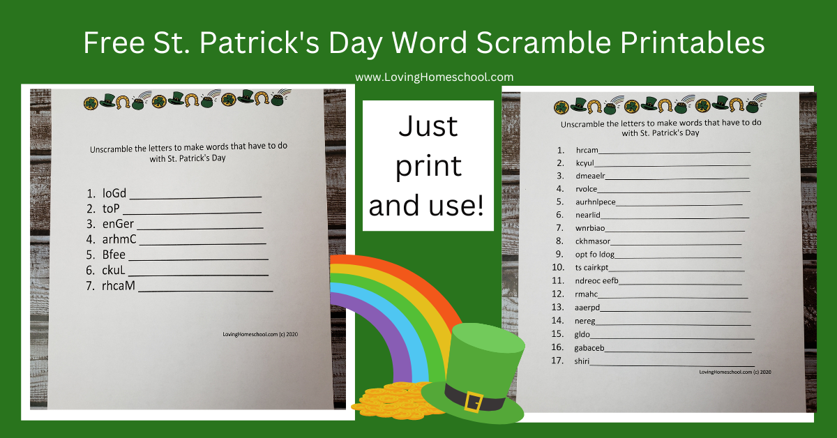 St. Patrick’s Day Word Scramble - LovingHomeschool.com