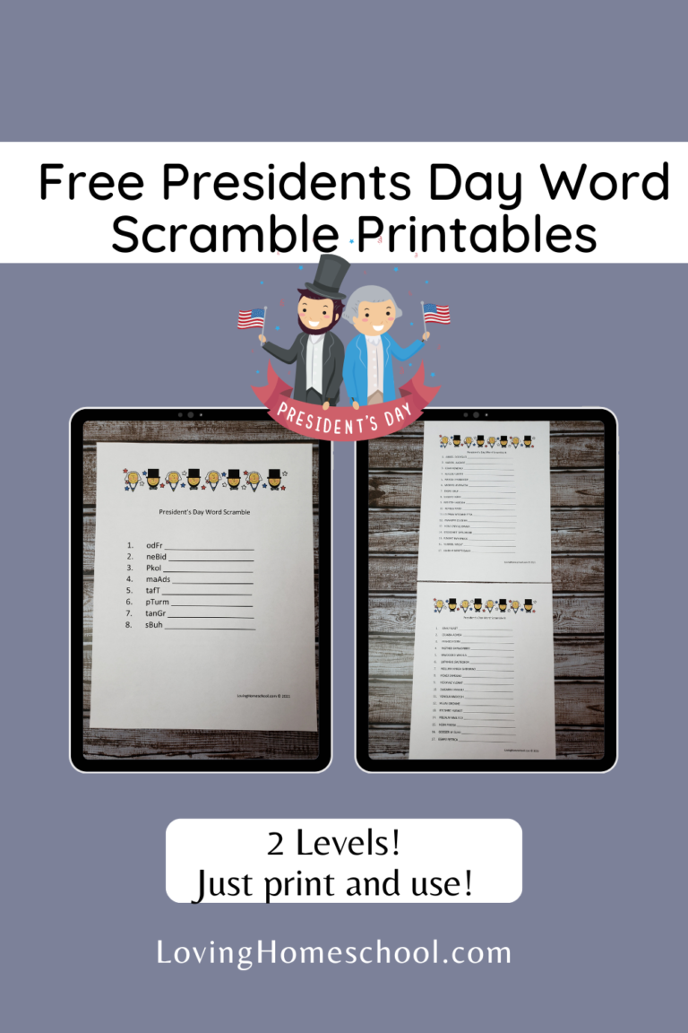 President’s Day Word Scramble - LovingHomeschool.com
