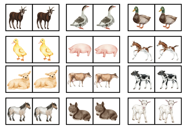 Free Printable Farm Animals Memory Matching Game - LovingHomeschool.com