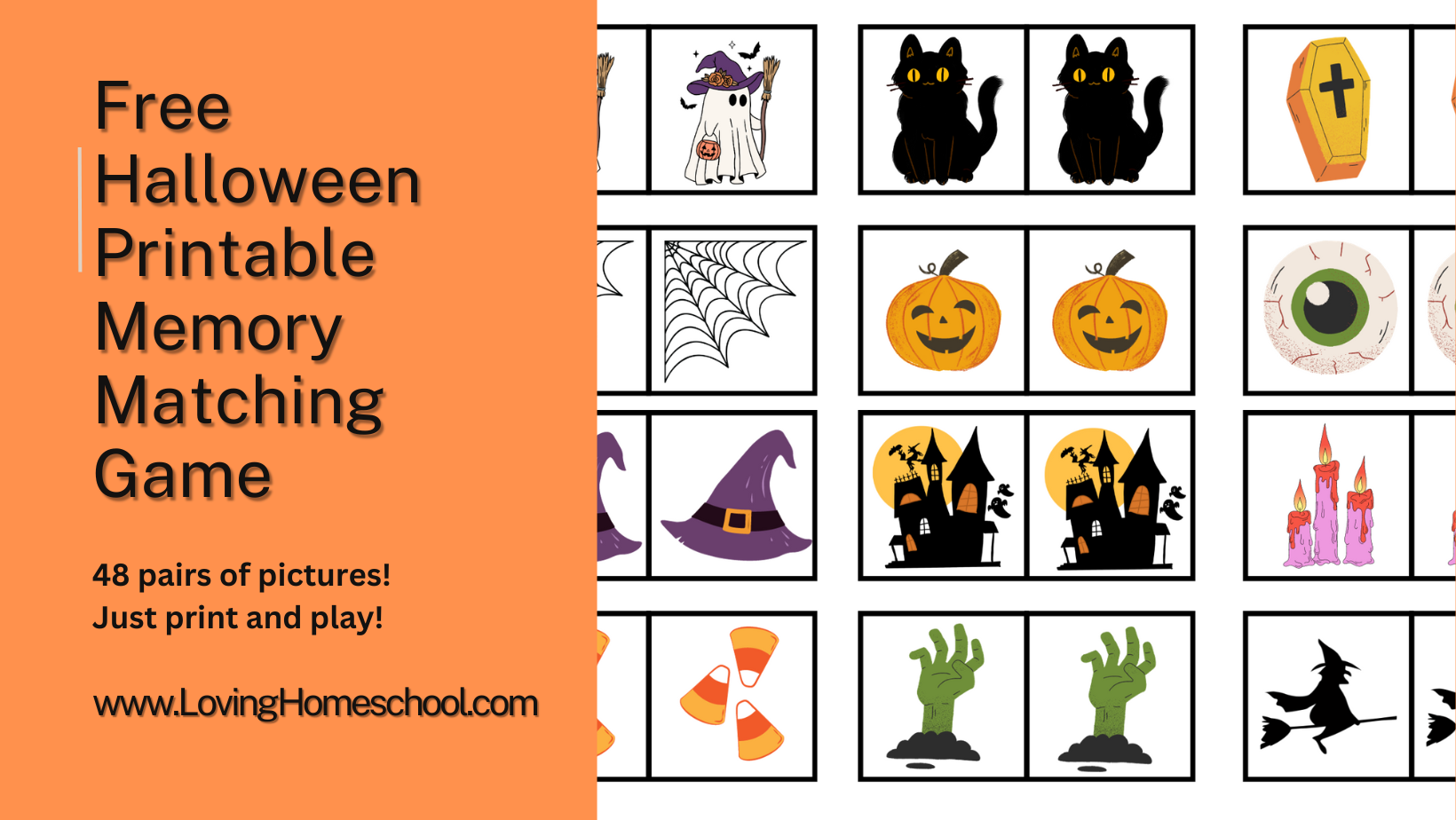 Free Printable Halloween Memory Matching Game - LovingHomeschool.com