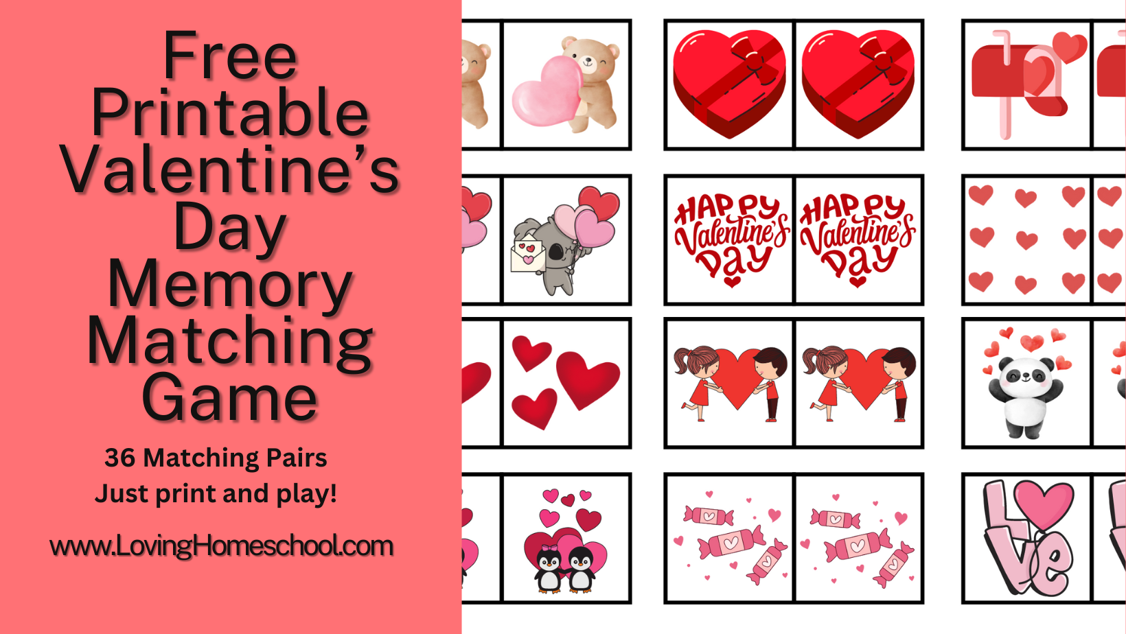 Free Printable Valentine’s Day Memory Matching Game - LovingHomeschool.com