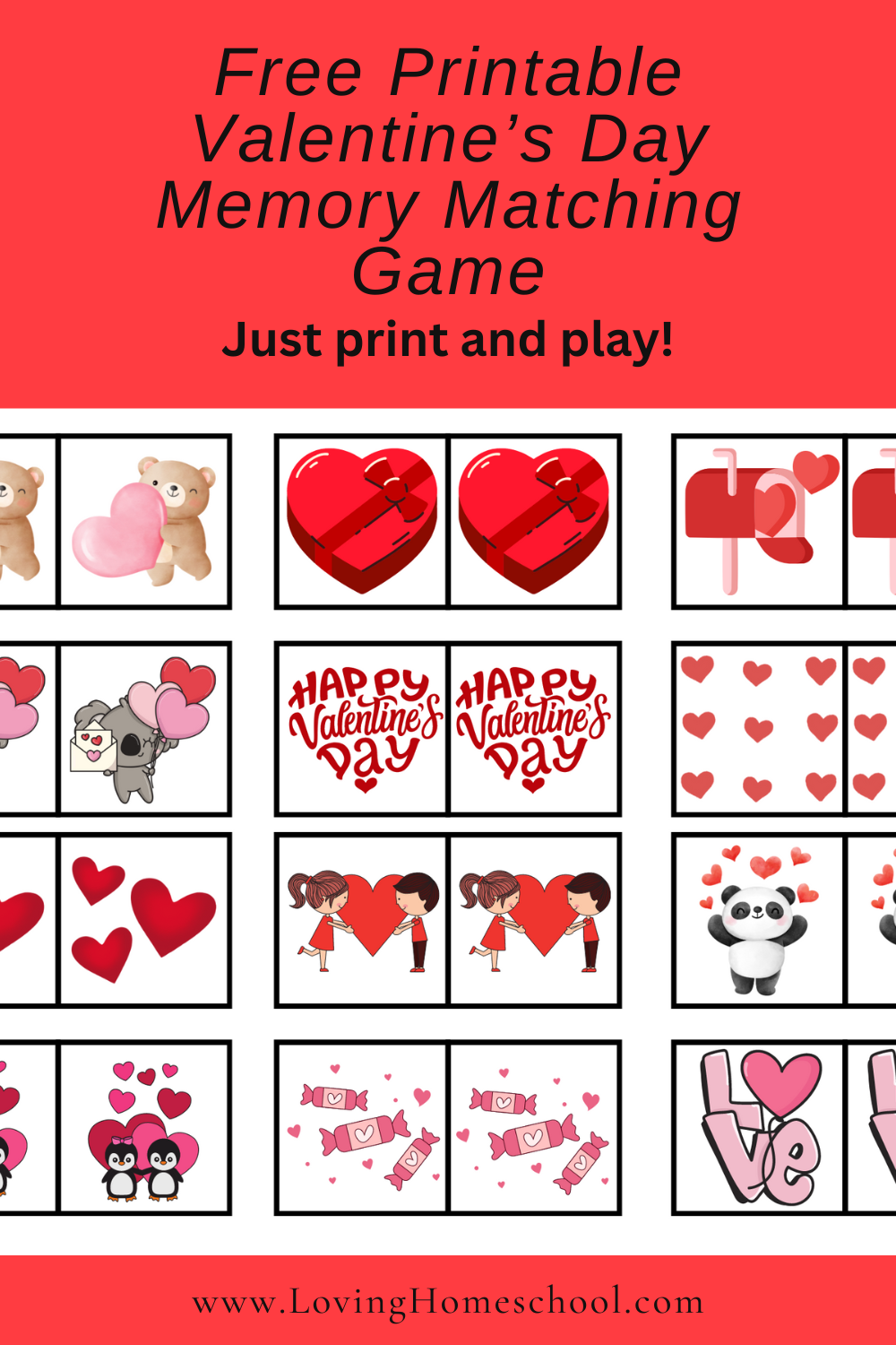 Free Printable Valentine’s Day Memory Matching Game - LovingHomeschool.com