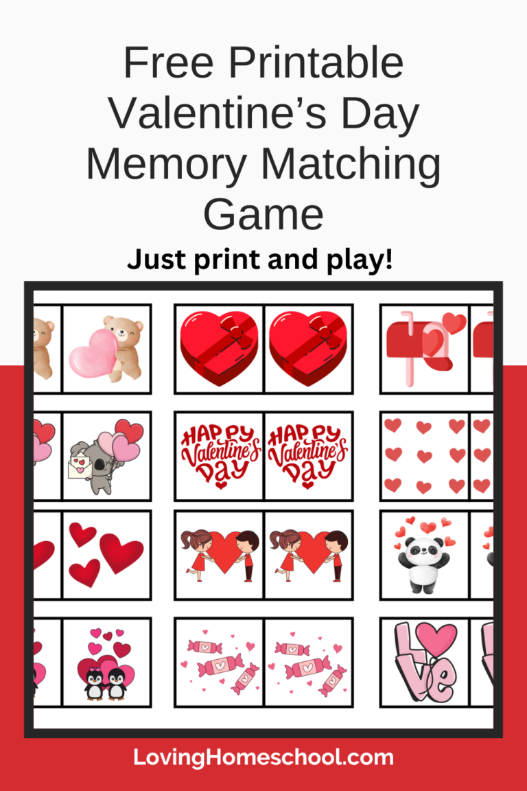 Free Printable Valentine’s Day Memory Matching Game - LovingHomeschool.com