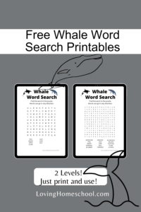 Whale Word Search Printables - LovingHomeschool.com