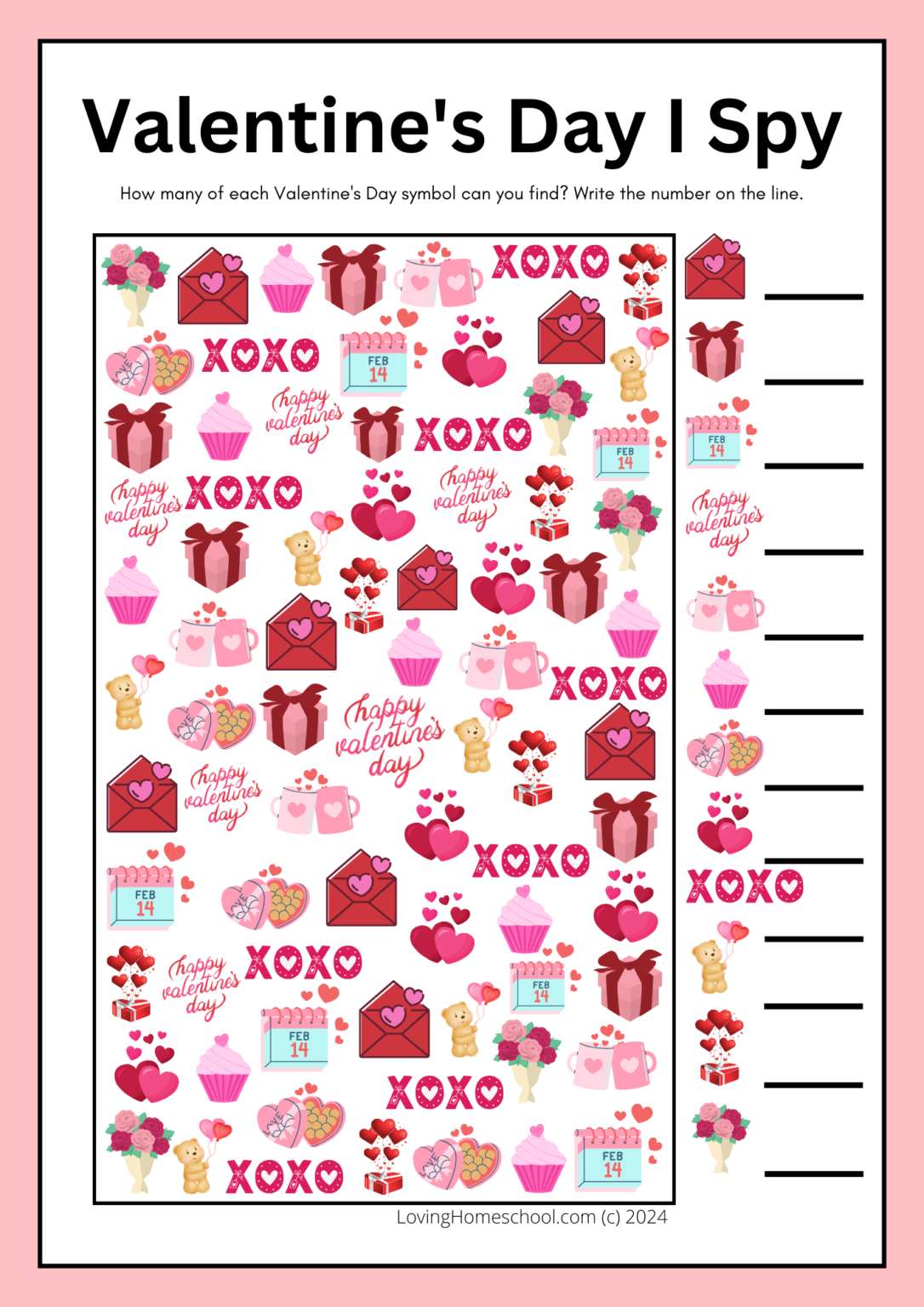 Valentine’s Day I Spy Printables - LovingHomeschool.com