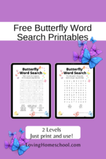Butterfly Word Search Printables - LovingHomeschool.com
