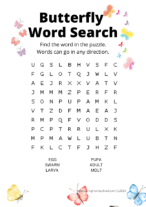 Butterfly Word Search Printables - LovingHomeschool.com