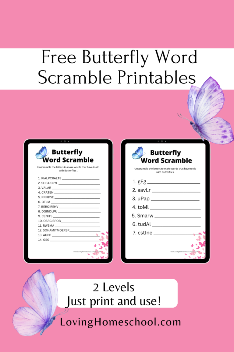 Free Butterfly Word Scramble Printables - LovingHomeschool.com