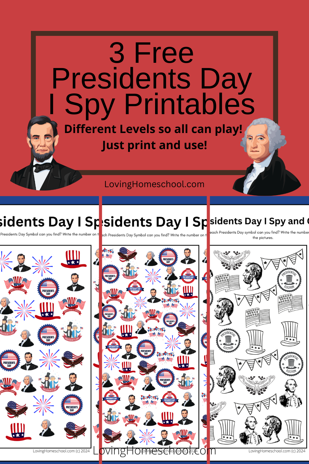 Presidents Day I Spy Printables - LovingHomeschool.com