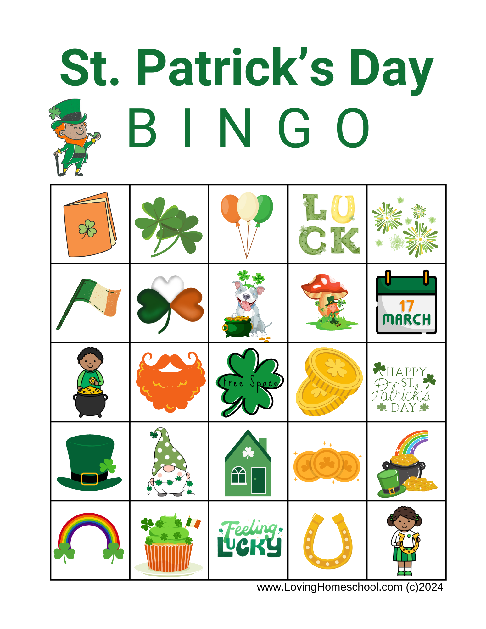 Free St. Patrick’s Day BINGO Printables - LovingHomeschool.com