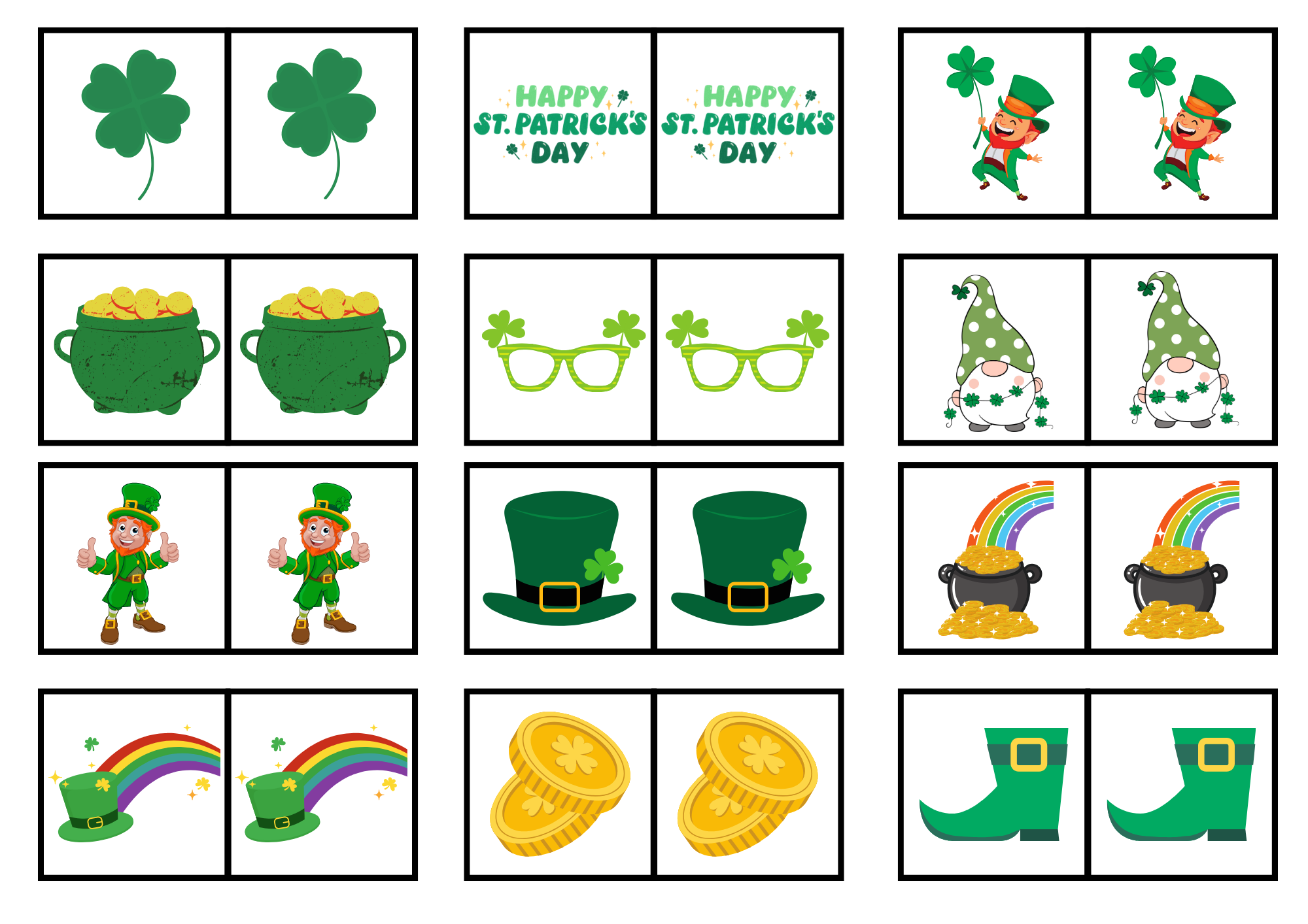 Free Printable St. Patrick’s Day Memory Matching Game ...