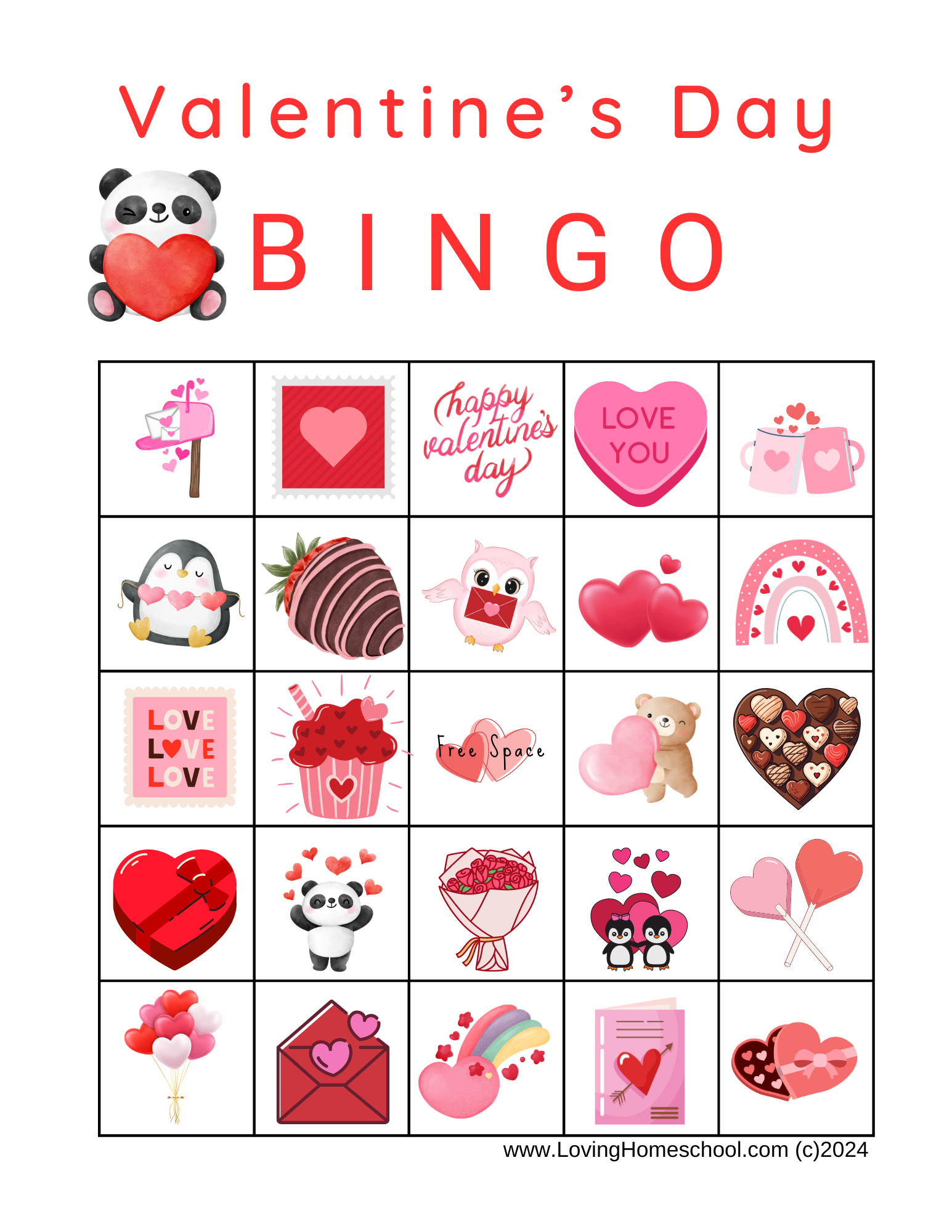 Free Valentine’s Day BINGO Printables - LovingHomeschool.com