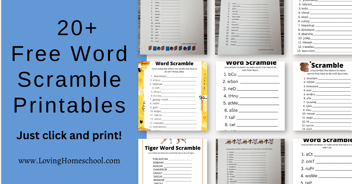 20+ Free Word Scramble Printables - LovingHomeschool.com