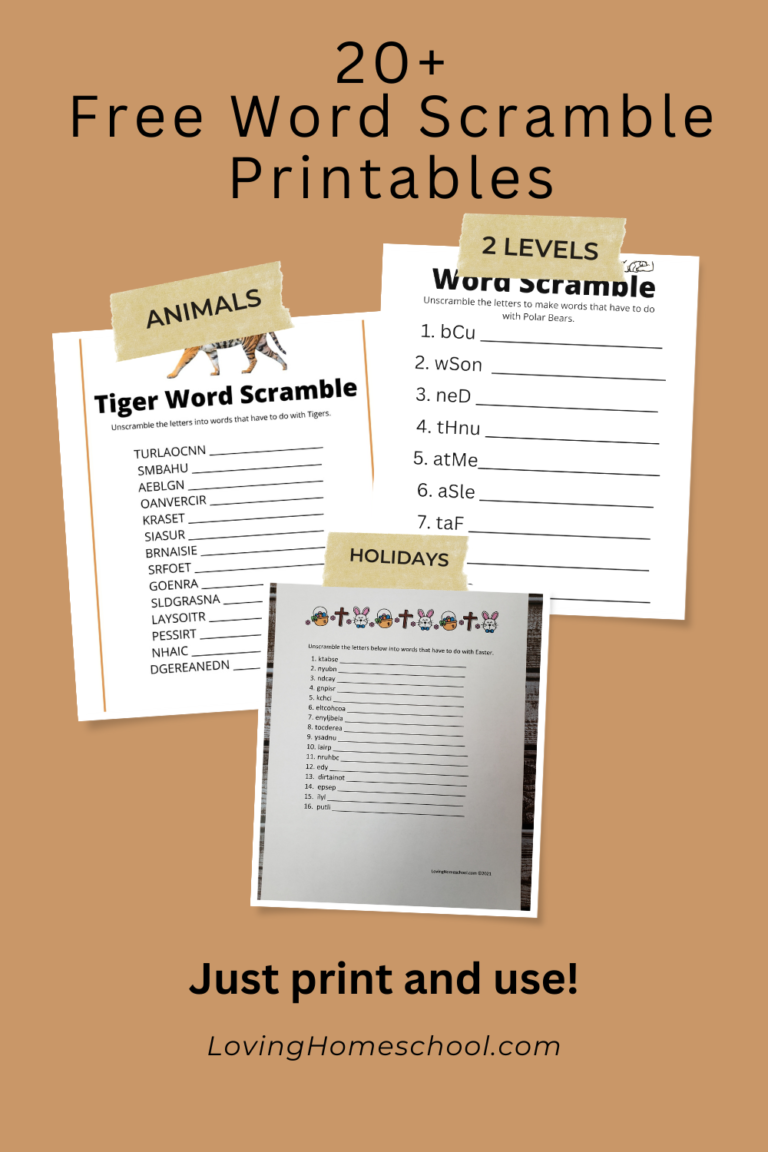 20+ Free Word Scramble Printables - LovingHomeschool.com