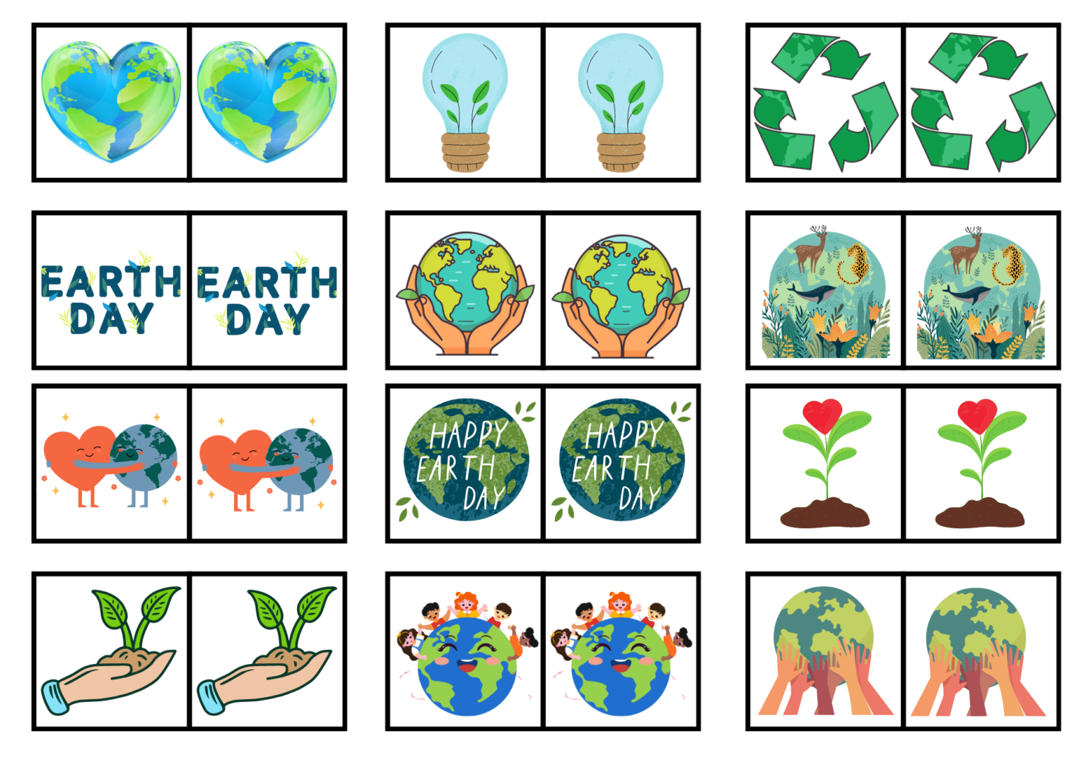 Free Printable Earth Day Memory Matching Game - LovingHomeschool.com