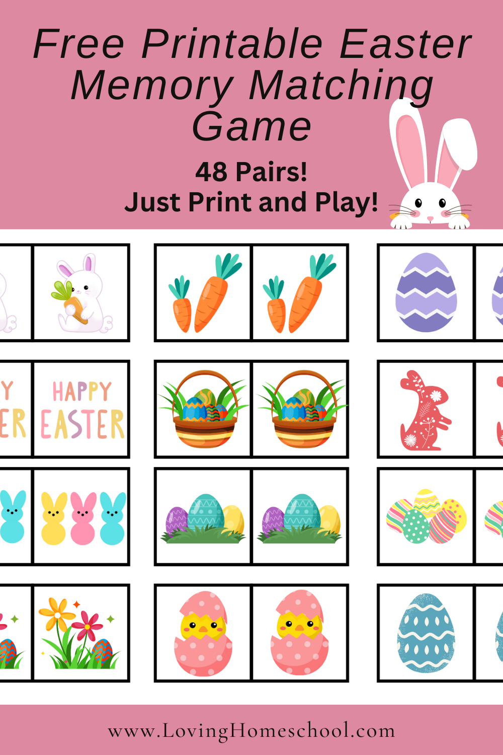 Free Printable Easter Memory Matching Game - LovingHomeschool.com