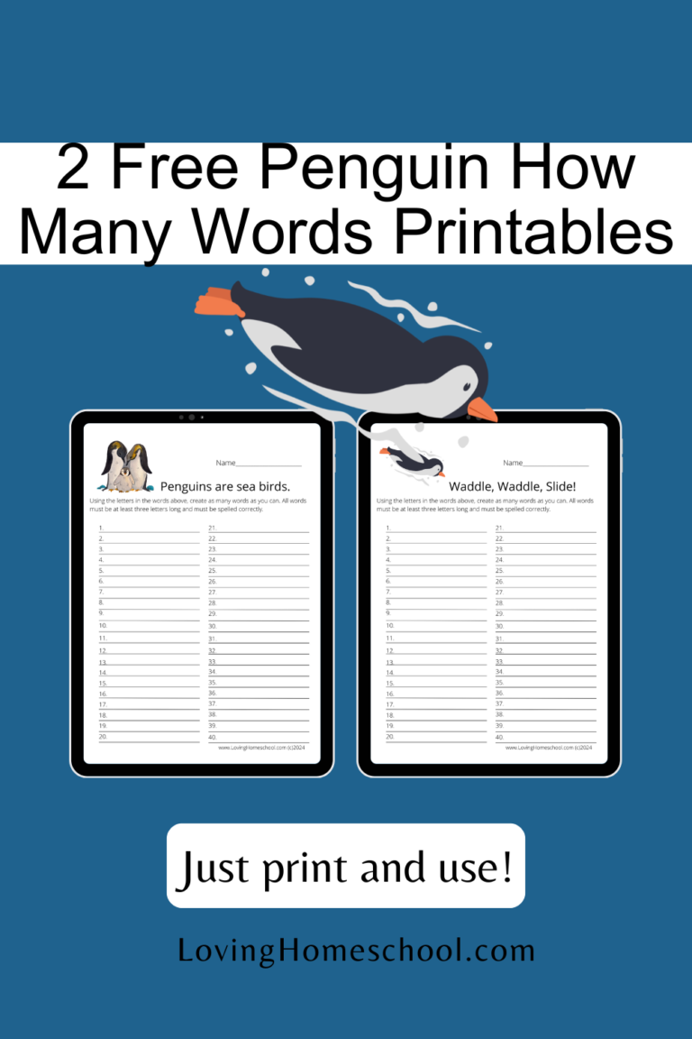 Free Penguin How Many Words Printables - LovingHomeschool.com
