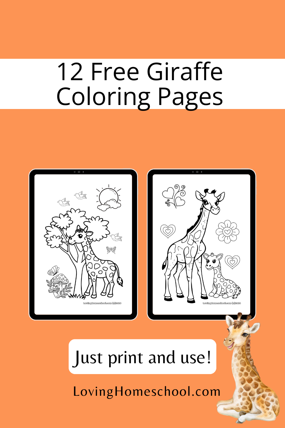 12 Giraffe Coloring Pages - LovingHomeschool.com