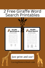 Giraffe Word Search Printables - LovingHomeschool.com