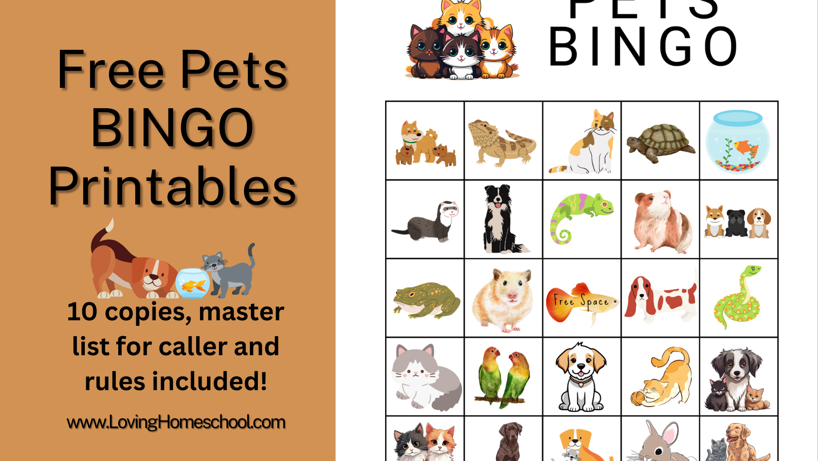 Free Pets BINGO Printables - LovingHomeschool.com