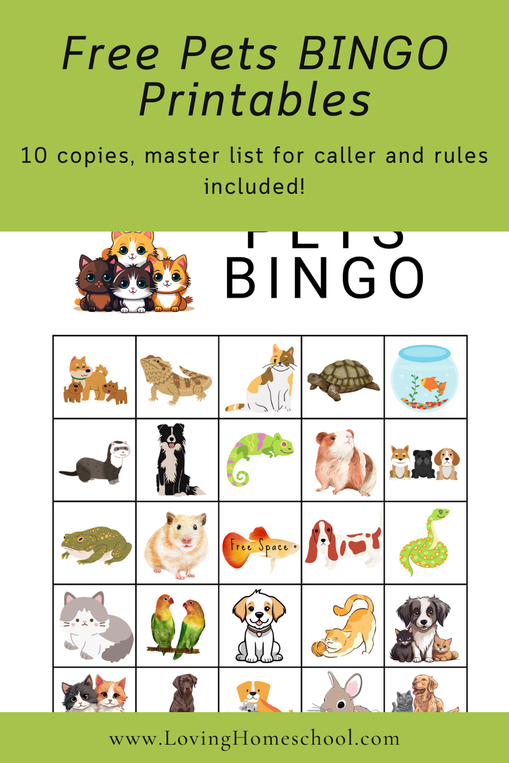Free Pets BINGO Printables - LovingHomeschool.com