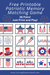 Free Printable Patriotic Memory Matching Game - LovingHomeschool.com