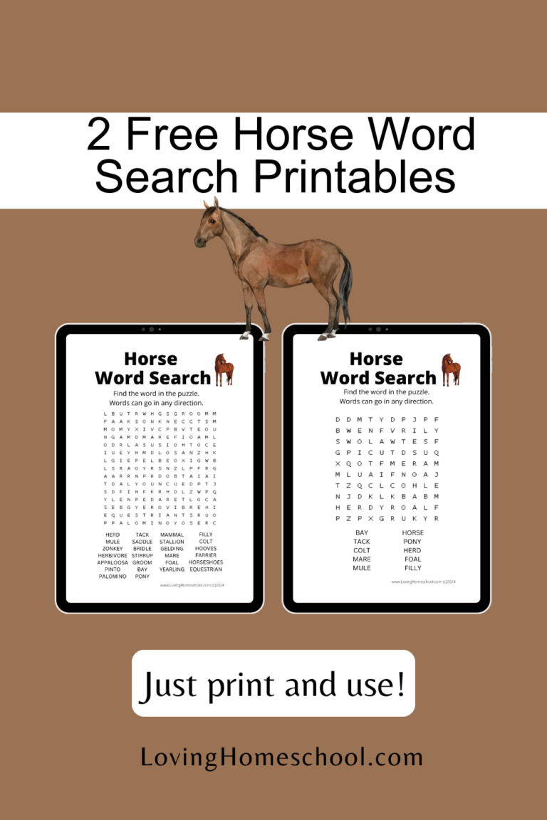 Horse Word Search Printables - LovingHomeschool.com
