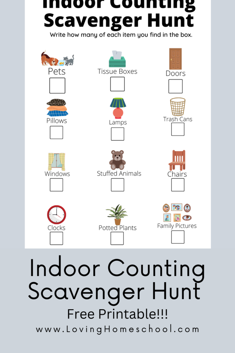Indoor Counting Scavenger Hunt - LovingHomeschool.com