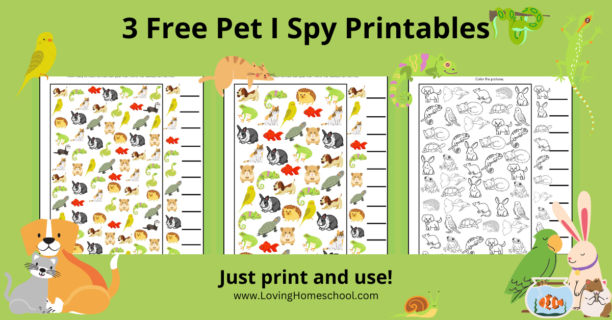 Pets I Spy Printables - LovingHomeschool.com
