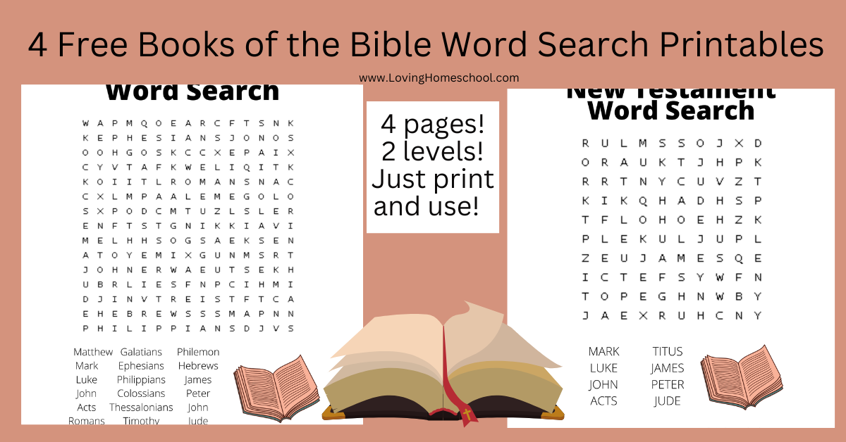 Books of the Bible Word Search Printables - LovingHomeschool.com