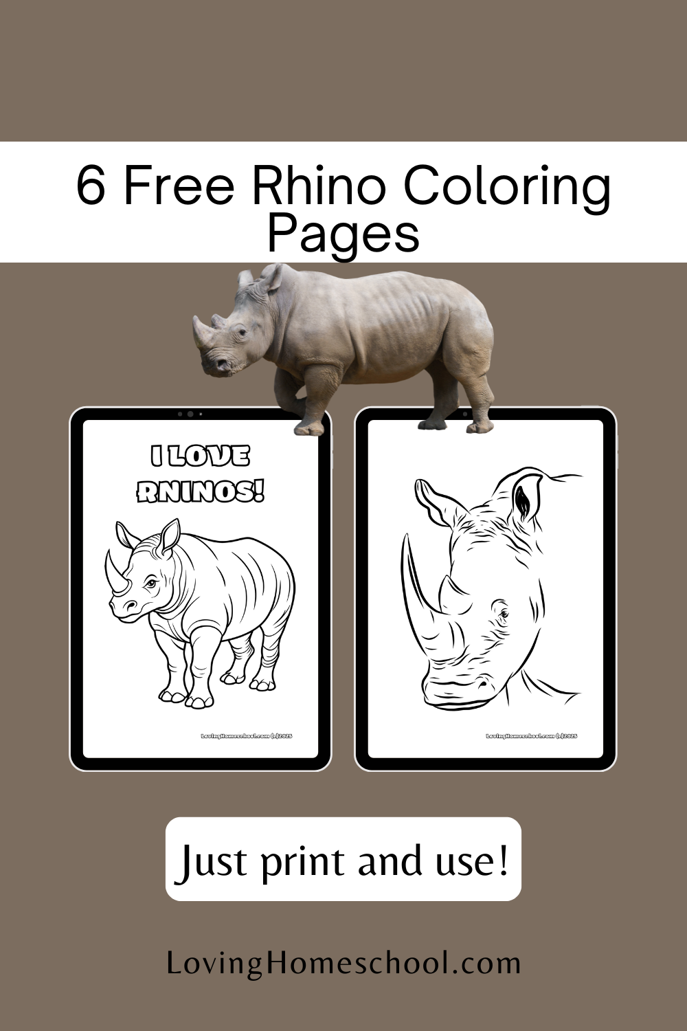 6 Rhino Coloring Pages - LovingHomeschool.com